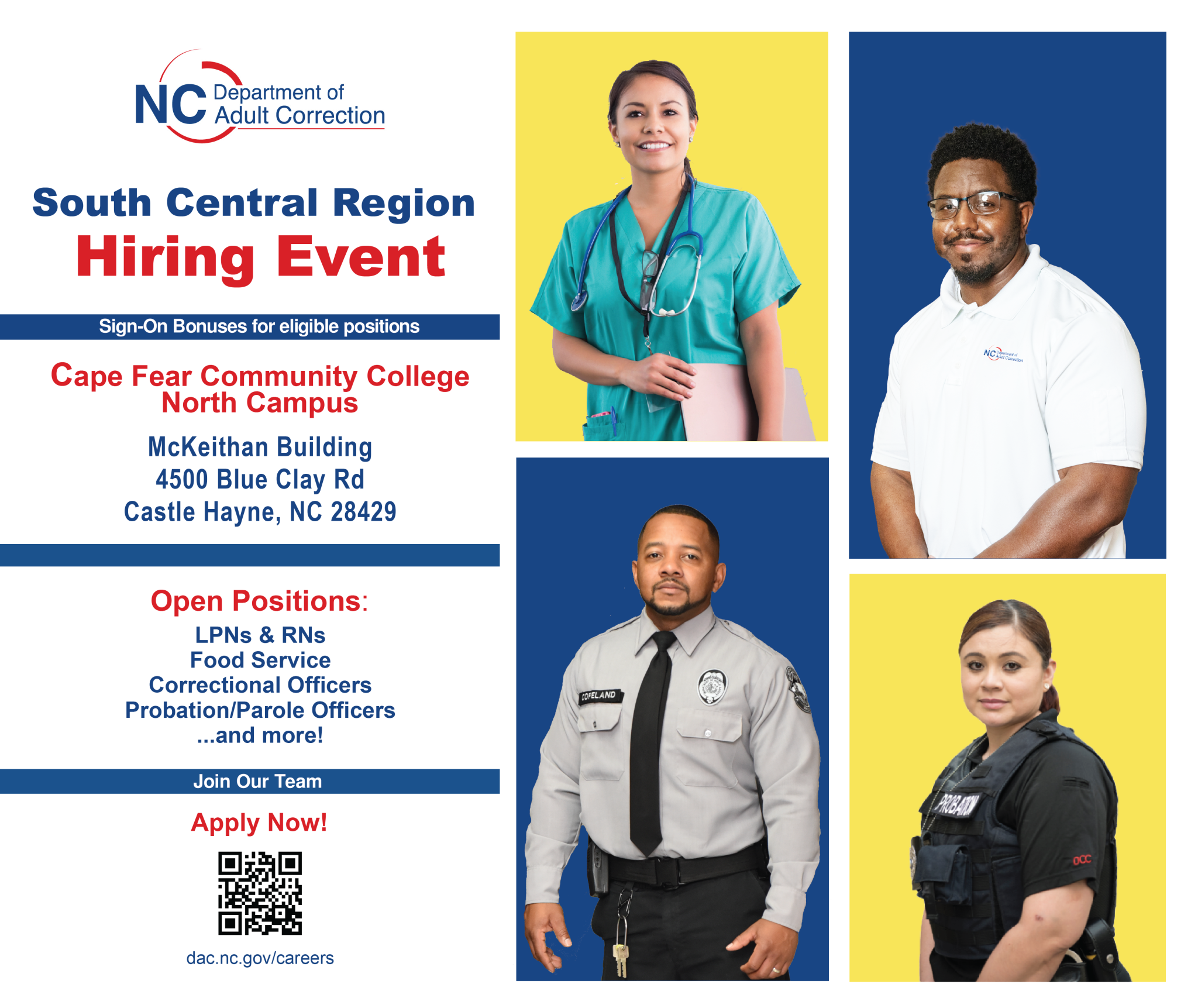 CFCC to host NC Department of Adult Corrections Hiring Fair | Cape Fear ...